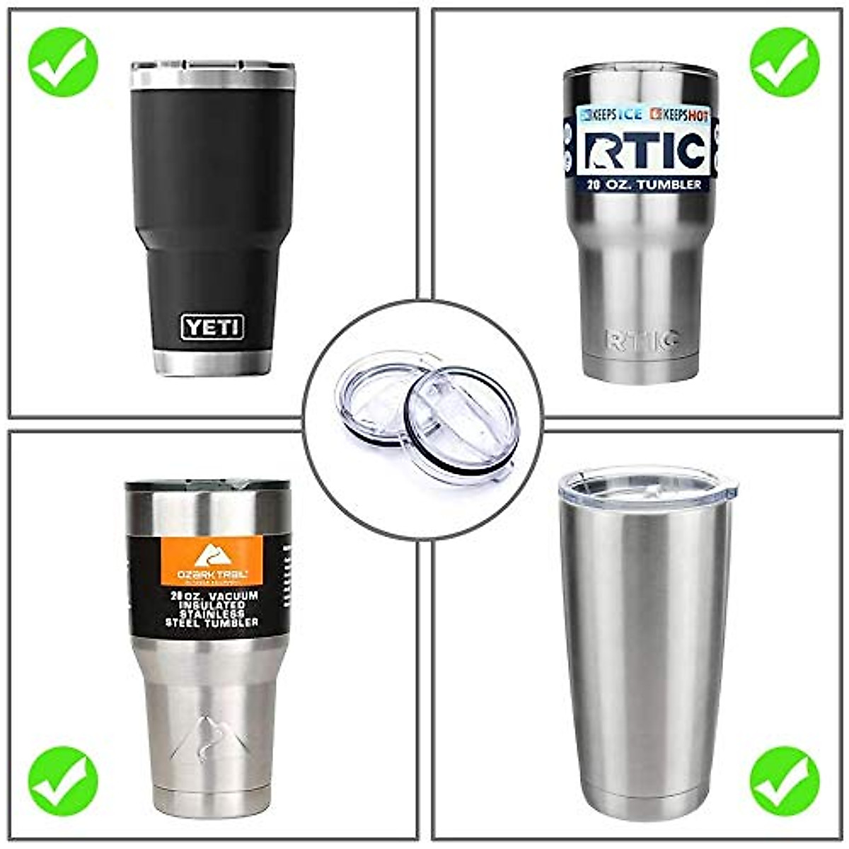 AILUXUAN Tumbler Lids Spillproof 20 Oz,2 Replacement Lids for 20 oz YETI Rambler,BPA Free & Straw Friendly,Spill-proof Lids,Covers for 20 Ounce Tumbler Cup(20 oz, 2 Pack)