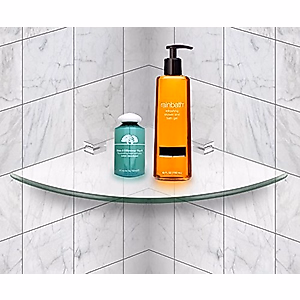 Mount-It! Corner Glass Shelf for Bathroom, Shower, Bedroom and Closets, Wall Mounted 8mm Thick Tempered Glass, 9.75 Inch