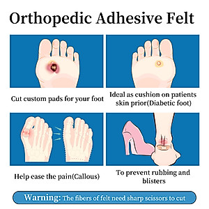 Pllieay Adhesive Felt Roll, Orthopedic Felt Roll 1/8" Thick 6"x2.5yd Quality Wool Rayon Blend for Provide Cushioning and Support in Pain Foot