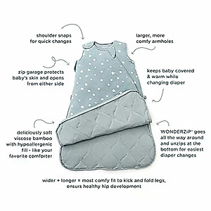 GUNAMUNA Unisex Baby Wearable Blanket, Sleep Sack Sleeping Bag for Infants Toddlers, Easy Changing Diaper Zipper, 1.0 TOG, Charcoal, 3-9 Months