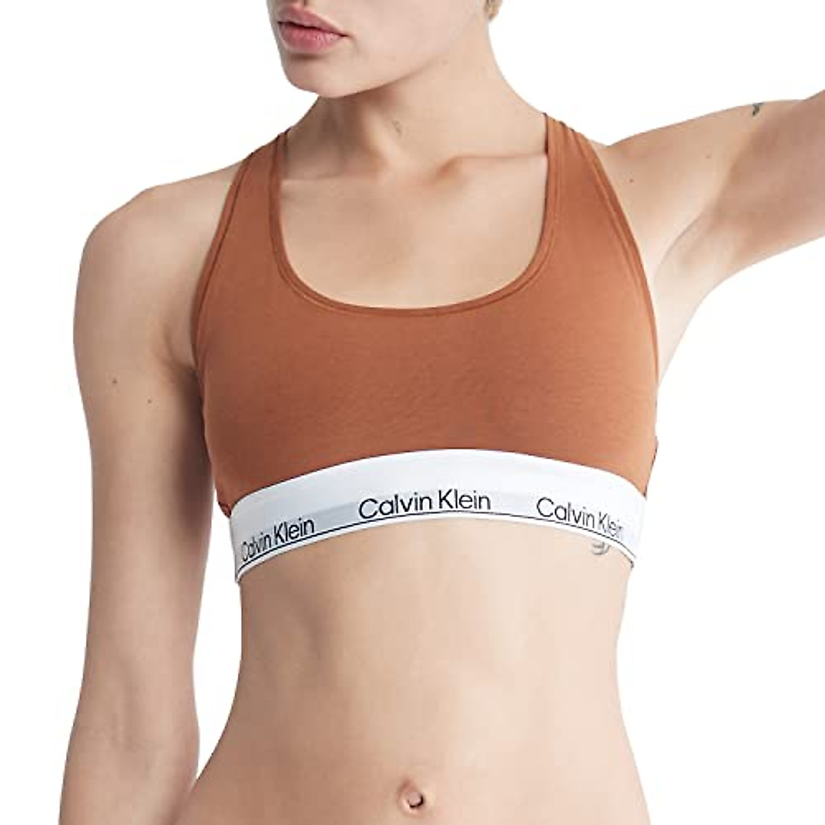 Calvin Klein Women's Modern Cotton Naturals Unlined Wireless Bralette, Warm Bronze, Medium