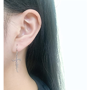 Eternity Faith Cross Drop Dangle Earrings for Women Elegant 925 Sterling Silver Infinity Love of God Minimalist Dainty Hypoallergenic Hanging Charm Dangling Earrings for Daughter Bff Birthday Christmas