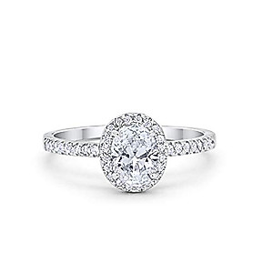 Blue Apple Co. Halo Wedding Engagement Ring Oval Round Simulated Cubic ZirconiaCubic Zirconia 925 Sterling Silver Size-5