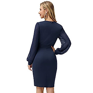 GRACE KARIN Womens Cocktail Dress Sexy Deep V Pluange Clubwear Wedding Guest Dress M Navy Blue
