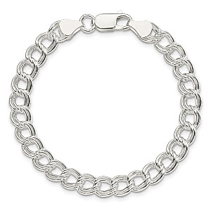 IceCarats 925 Sterling Silver 7mm Double Link Chain Charm Bracelet 7 inch