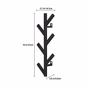 RRG Vertical Coat Rack Wall Mounted 16 Inch, Metal Vertical Hat Rack for Wall, Modern Wall Coat Tree for Hats, Jackets, Bags, Entryway Bedroom (Height 16")