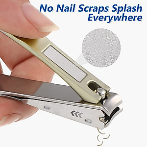 Nail Nipper, Premium Stainless Steel Fingernail and Toenail Clipper Cutters,Nail Cutters Sets with Nail File and Cleaning Brush for Seniors, Aducts,