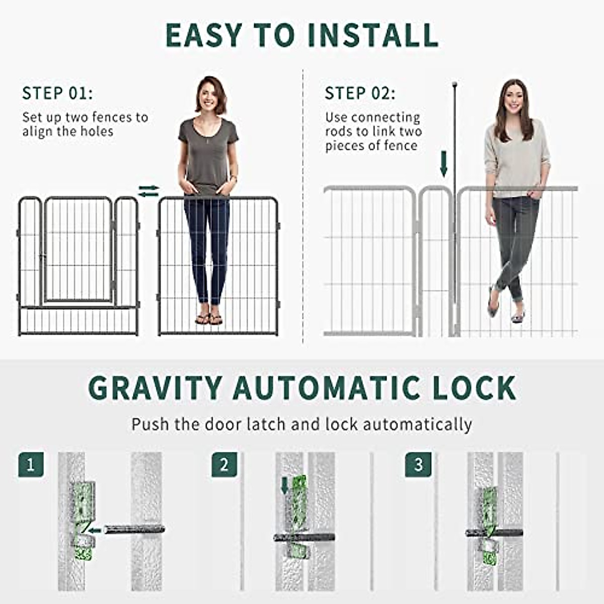 Musen Dog Playpen Outdoor, 16 Panels Dog Pen 32" Height Dog Fence Exercise Pen with Doors for Large/Medium/Small Dogs, Portable Pet Playpen for Yard, RV, Camping, Hammer Paint Finish (Patent Pending)