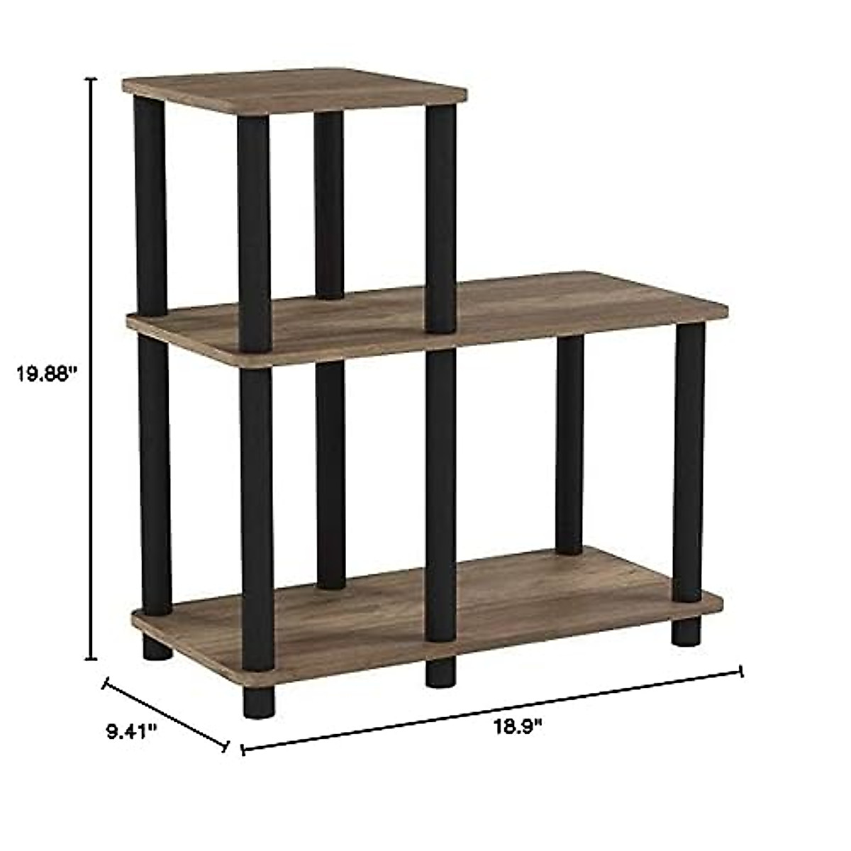 Furinno Turn-N-Tube Accent Decorative Shelf, Columbia Walnut/Black