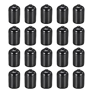 DMiotech 20 Pack 3/8" ID Black Screw Thread Protectors Rubber End Caps Bolt Covers for Screw Bolt Furniture Pipe