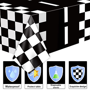 3pcs Race Car Birthday Party Supplies Two Fast Birthday Decorations Racing Checkered Flag Plastic Tablecloth Table Cover for Boys Two Fast Birthday Baby Shower Decor