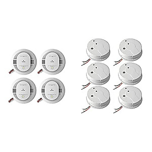 Kidde Hardwired Smoke & Carbon Monoxide Detector, Battery Backup, Interconnectable, LED Warning Light Indicators, 4 Pack & Smoke Detector, Hardwired Smoke Alarm with Battery Backup Included, Pack of 6