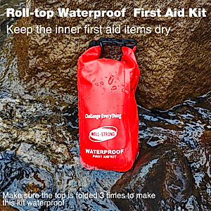 WELL-STRONG 123pcs Survival First Aid Kit Waterproof First Aid Kit Roll Top Boat Emergency Kit with Waterproof First Aid Items for Fishing Kayaking Boating Swimming Camping Rafting Beach