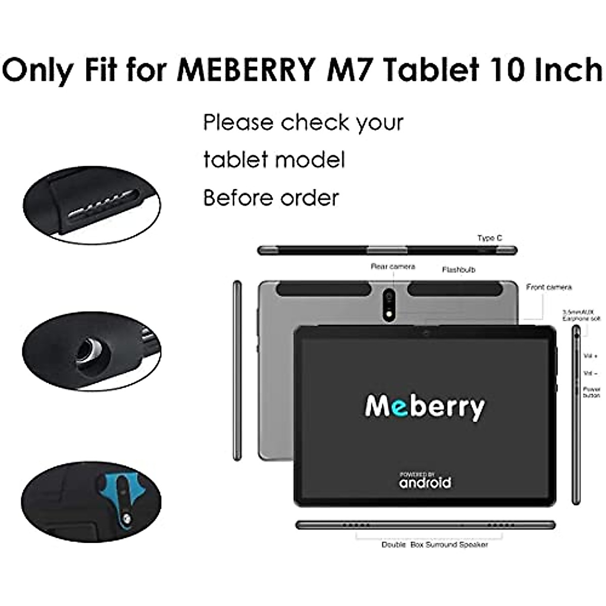 HLWQ Case for MEBERRY M7 Tablet 10 Inch/AOYODKG A22 10/Pavoma 10 G3/Llltrade 10, Anti-Slip Soft Silicone Case with Stand (Black)