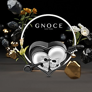 GNOCE Skull Lover Heart Charm Bead Sterling Silver Arrow through The Heart Skull Charm Bead Fit Bracelet/Necklace Jewelry Gift for Women Men (Style-1)