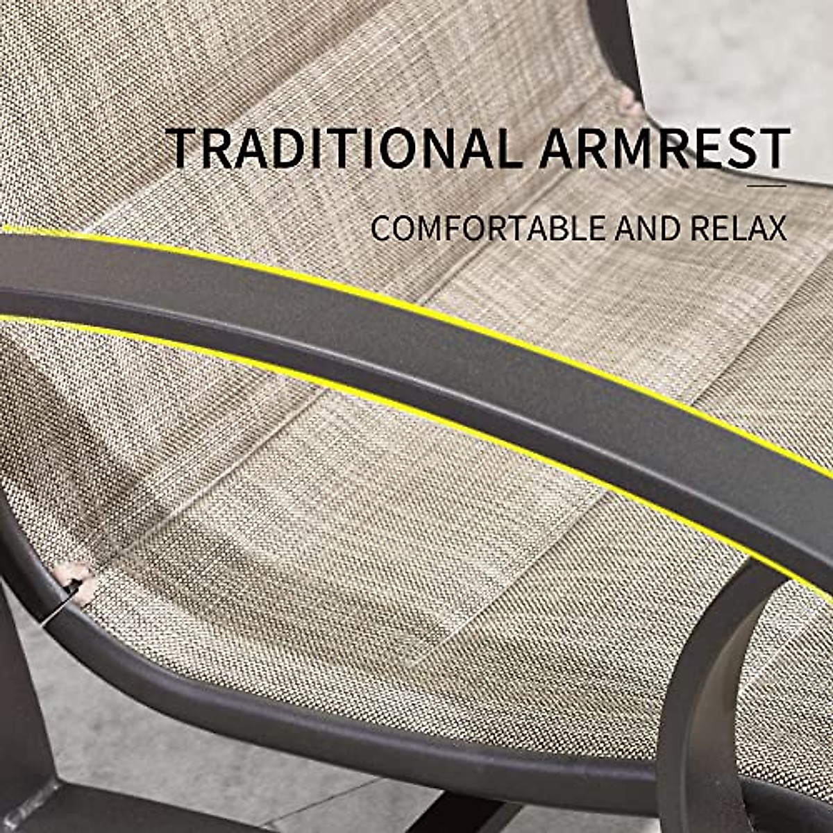 PURPLE LEAF Outdoor Metal Swivel Dining Chair with Padded Textilene Set of 2 for Lawn Porch Deck Garden Backyard Furniture Bistro Chairs