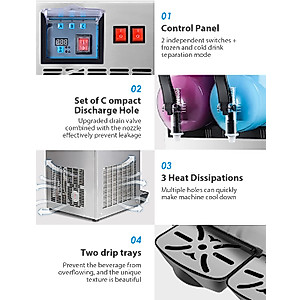 Commercial Slushy Machine 24L Double Tank Frozen Drink Machine 1050W Stainless Steel Margarita Wine Slush Smoothies Maker for Restaurant Bar Party