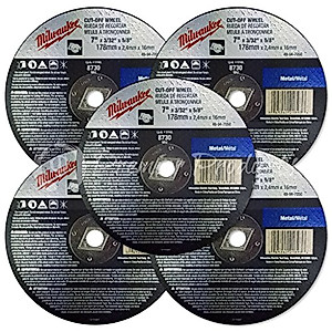 Milwaukee 5 Pack - 7 Inch Cut Off Blades For 7.25" Circular Saws - Aggressive Cutting For Metal & Stainless Steel - 7" x .09 x 7/8-Inch
