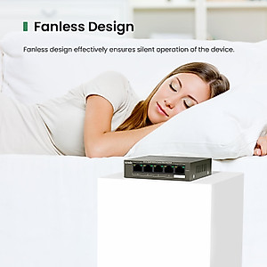 Tenda TEG1105P, 5 Port Gigabit PoE Switch Compatible with IEEE 802.3af/at Devices, Unmanaged PoE Switch with 4 Port PoE+@63W, Plug & Play, Fanless & Metal Design, Limited Lifetime Protection