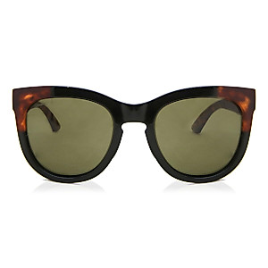 Smith Women's Sidney Sunglasses Black Havana Block with ChromaPop Gray Green Polarized Lens