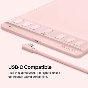 2023 HUION Inspiroy 2 Small Drawing Tablet with Scroll Wheel 6 Customized Keys Battery-Free Stylus for Digital Art, Design, Sketch, 6x4inch Graphics Tablet Works with Mac, PC & Mobile, Pink