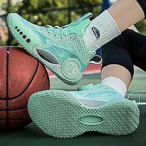 DHOVOR Mens Womens Basketball Shoes, Unisex Adult Fashion Basketball Sneakers, Non Slip Basketball Trainers, Sports Shoes for Mens Indoor and Outdoor Green