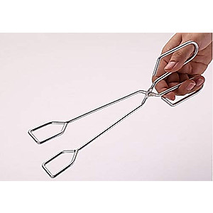JAHH 1PC 25 30 35CM Bread Meat Vegetable Clamp Tong Stainless Steel BBQ Barbecue Grilling Tong Outdoor Charcoal Scissor Tongs (Color : Small)