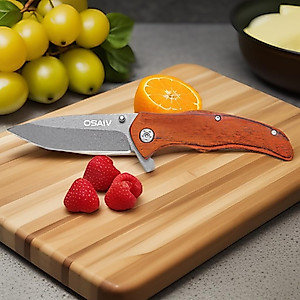 osaiv Pocket Folding Wood Knife Set, Speed Safe Opening EDC Tactical Foldable Knives with Lock, Small Sharp Camping Survival Hiking Knife, Ideal Gift for Men Women-Wood Color Handle