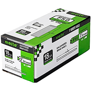 meite F50 18 Gauge 2-Inch Leg Length Galvanized Brad Nail Ideal for Upholstery, Trims, Molding, Woodworking 5000pcs/Box (1 Box)