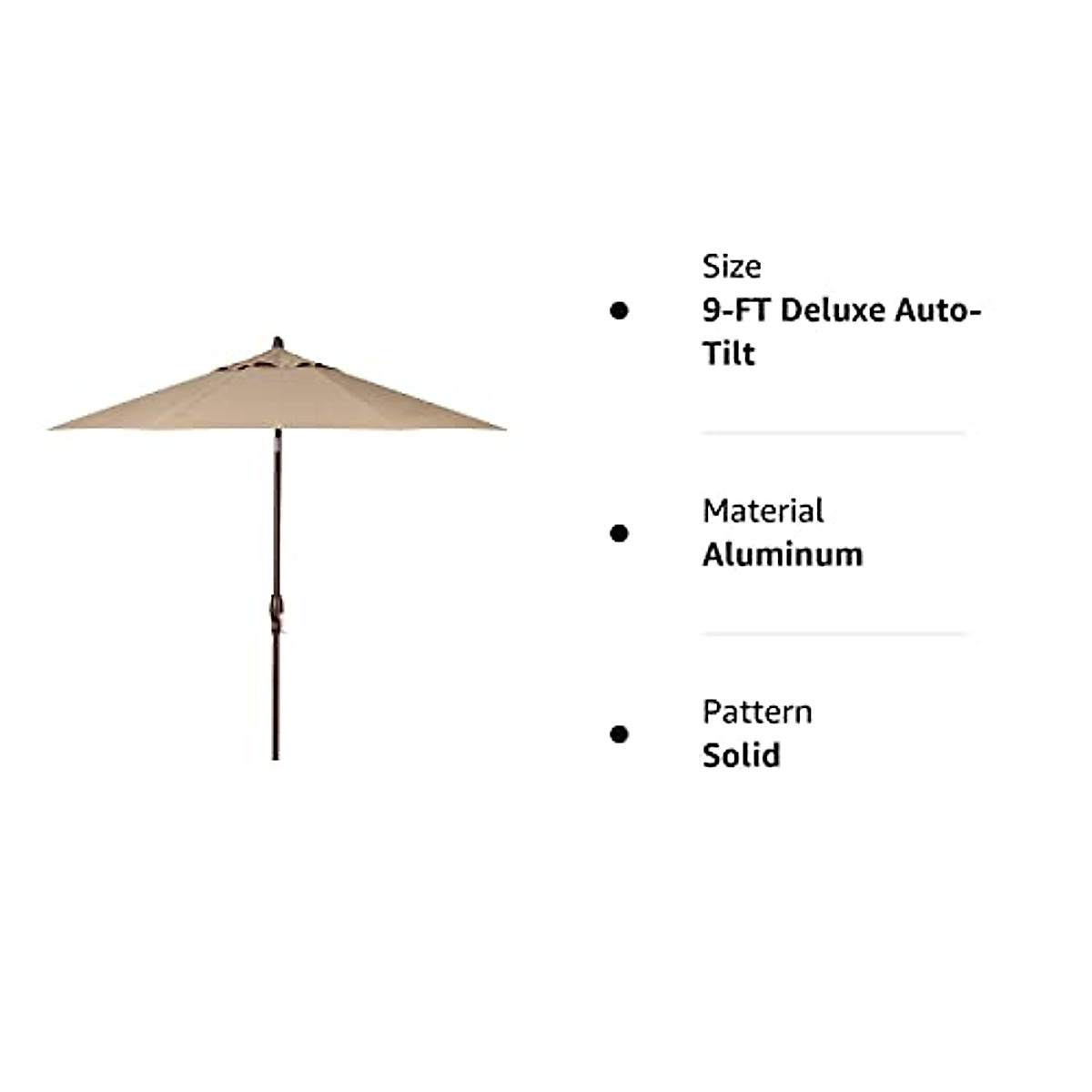 Treasure Garden UM8100-5476 Market Collection - 9' Auto Tilt Umbrella, Choose Fabric Color: Heather Beige, Choose Pole Finish: Bronze