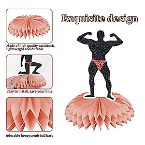 8Pcs Bachelorette Party Decorations, Rose Gold Funny Male Table Honeycomb Centerpieces Party Supplies, Bachelorette Bridal Shower Hen Party Table Topper Decor