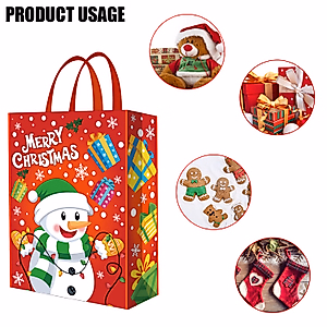 SULOLI Extra Large Christmas Tote Bags, 2Pcs Xmas Non Woven Gift Reusable Grocery Shopping Bags With Handles for Kids Holiday Gifts Wrapping Supplies