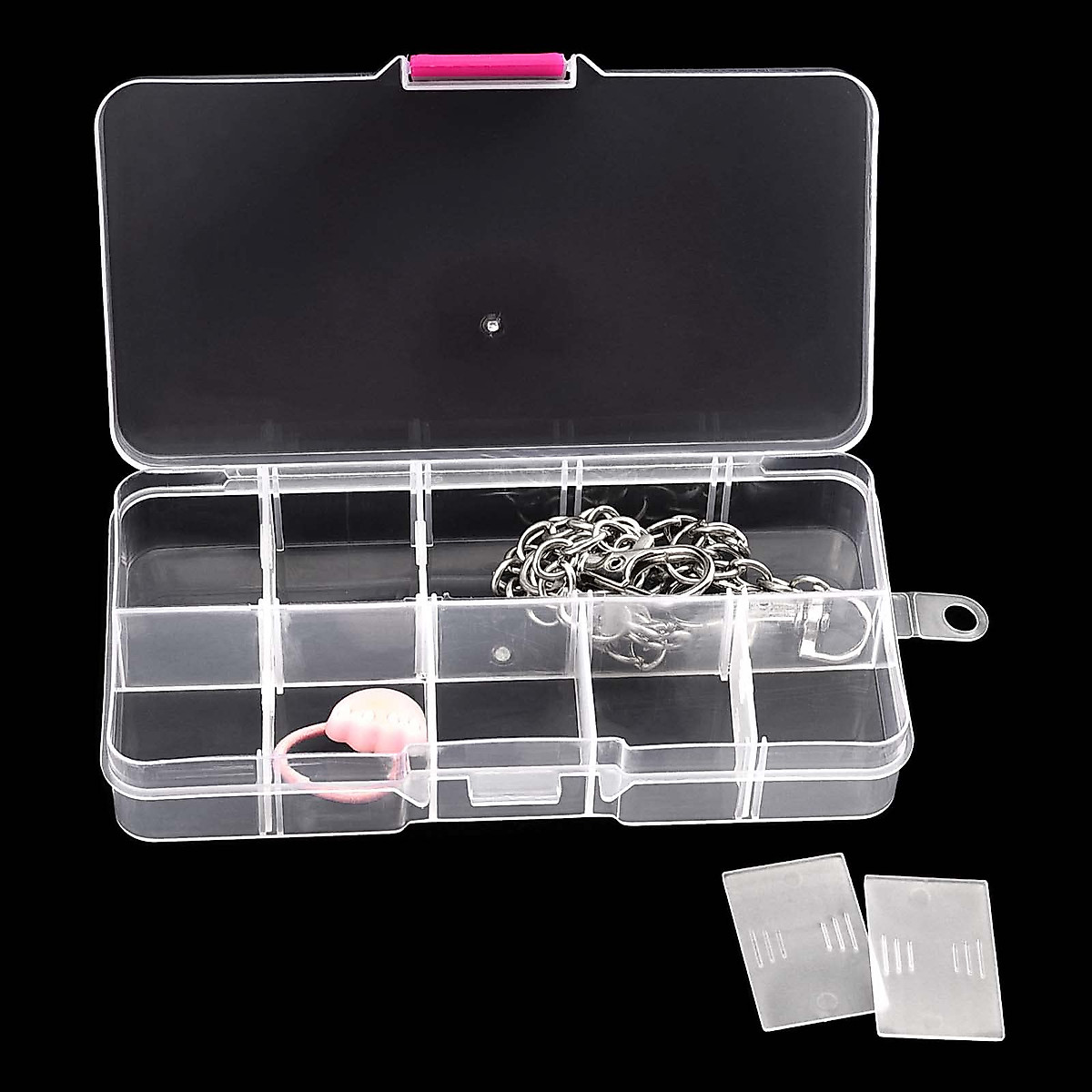 TAICHEUT 32 Pack 10 Grid Plastic Jewelry Organizer Box, 5 x 2.5 Inch Plastic Box with Removable Dividers Clear Divider Storage Box for Beads, Jewelry and DIY Crafts