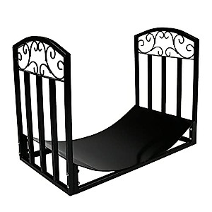 Sunnydaze 2-Foot Firewood Log Rack - Indoor/Outdoor Black Powder-Coated Steel Decorative Fireplace Wood Storage Holder