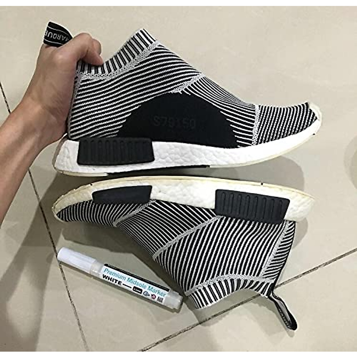 Wilkins Premium Midsole Marker for Customization Paint on Leather, Suede, Fabric and Soft Foam for 2-4 Pair of Shoes (White)