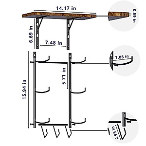 Towel Racks for Bathroom Wall Mounted,Wall Rack for Rolled Towels with 3 Hooks and Wood Shel, Metal Bath Towel Holder Organizer for Rolled Bath Towels, Hand Towels, Washcloths in Small Bathroom/Camper