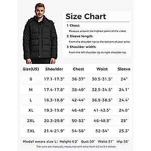 Wantdo Men's Hooded Winter Padded Puffer Coat Windproof Puffer Jacket (Black, Large)