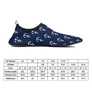 Water Shoes for Women and Men Quick-Dry Aqua Socks Swim Beach Womens Mens Navy Nautical Anchor Shoes for Outdoor Surfing Yoga Exercise