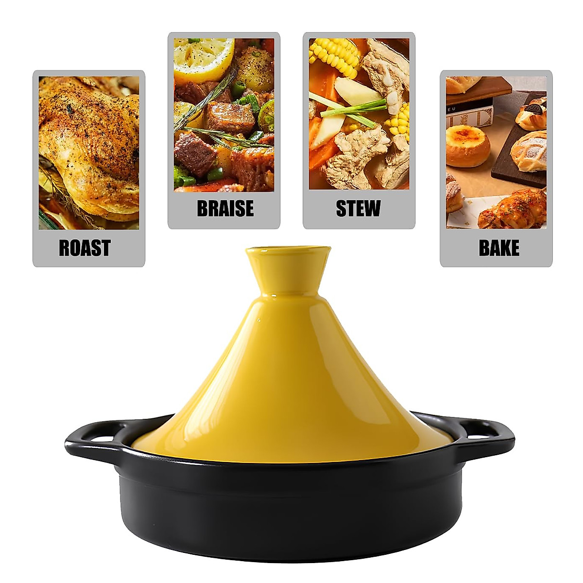 Xgxoz Tagine Cooking Pot, Ceramic Tagine Cookware with Handle, Ceramics Pot Tajine Cooking Cookware Nonstick Saucepan for Home