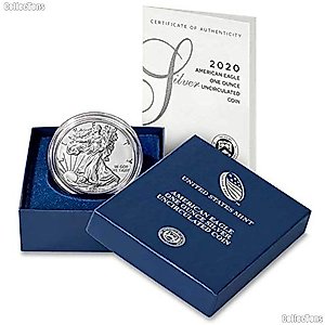 2020 W Proof American Silver Eagle in Box with COA Dollar US Mint Uncirculated