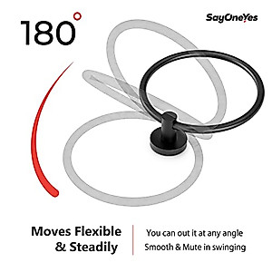 Sayoneyes Matte Black Towel Ring - Premium Quality SUS304 Stainless Steel Rust Proof Hand Towel Holder – Heavy Duty Round Towel Holder for Bathroom Wall Mounted