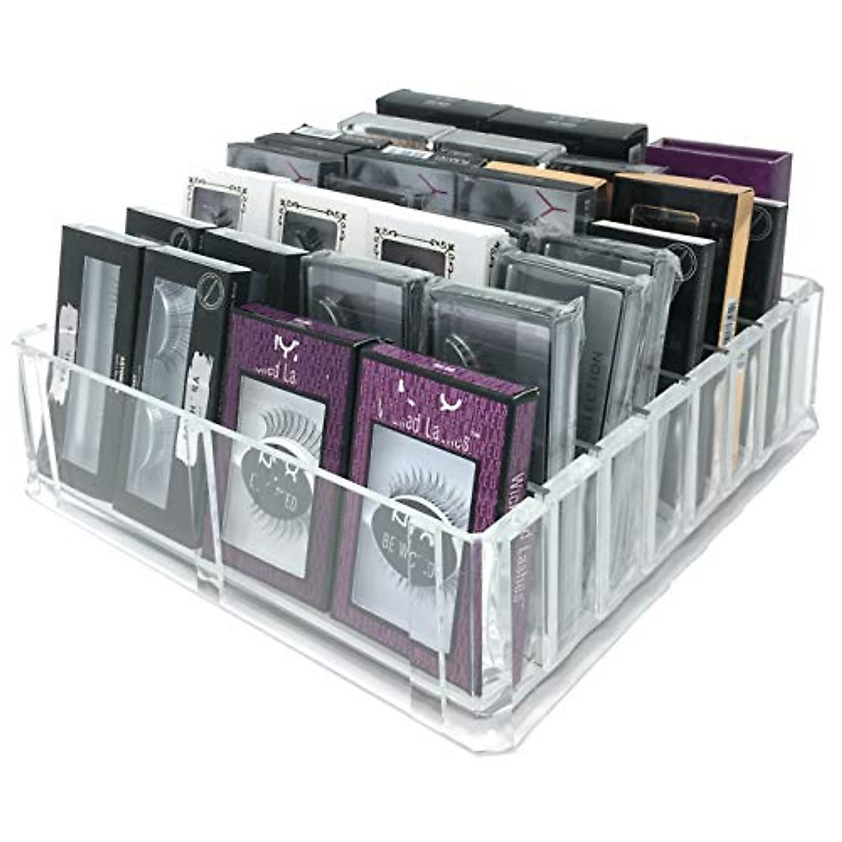 BY ALEGORY byAlegory Acrylic Makeup Eyelashes 'Lash' Organizer w/Removable Dividers Designed To Stand & Lay Flat 8 Space False Eye Lash Extension Cosmetic Storage - Clear