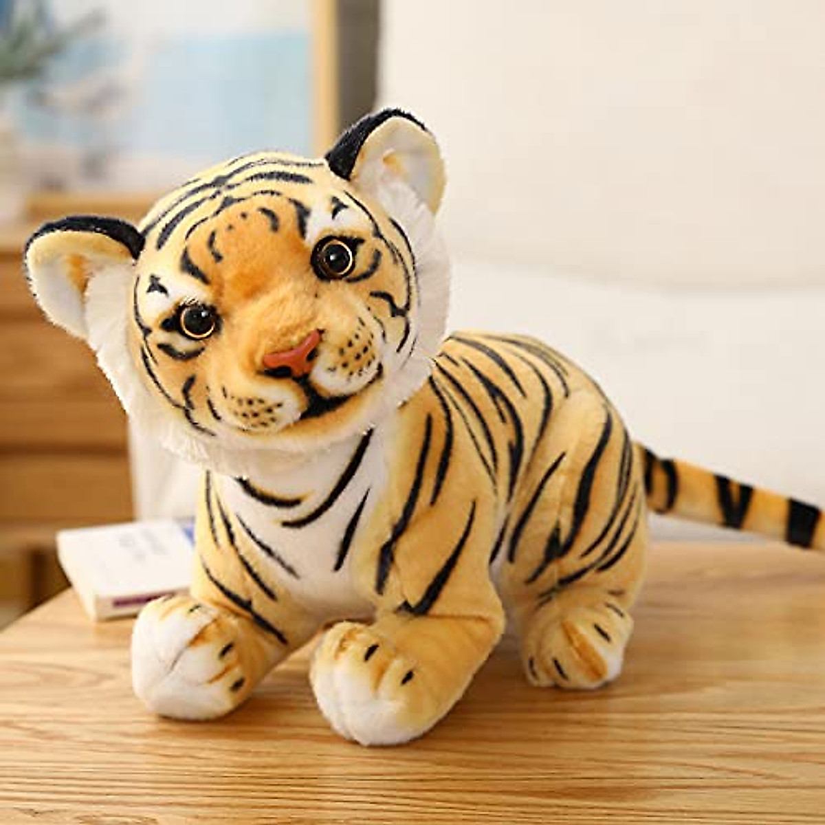 GUDVES Tigers Plush Toy Stuffed Animal Plush Cat - by Tiger Tale Toys Cute Lifelike Tiger Stuffed Animals Animals Kids Toy Gift for Boy Baby Hug Tiger - Lifelike Stuffed Animal (7.8 in, Yellow Tiger)