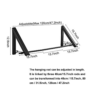 JYL HOME Wall Mounted Clothes Rack Retractable Hanger Space Saving Heavy Duty Wardrobe Hooks for Bathroom Balcony Aluminum, Black, 1-Pack
