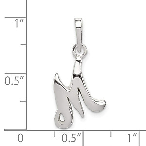 Solid 925 Sterling Silver Initial Letter M Pendant Alphabet Charm mm