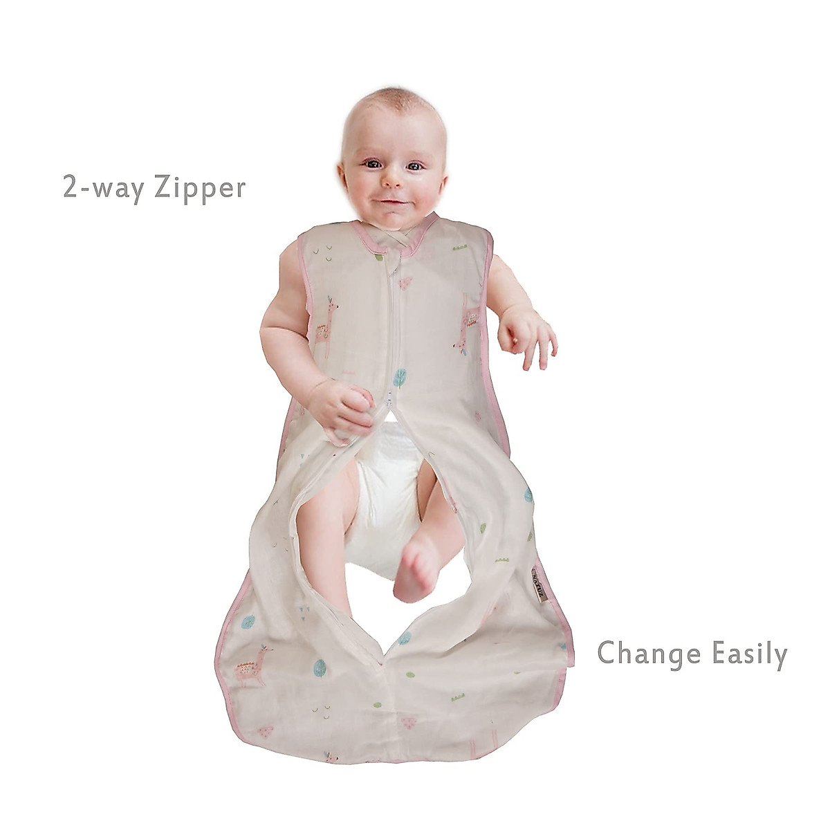 NATUZ Baby Sleep Sack Cotton Muslin Lightweight Summer Toddler Essential Sleeping Bag Soft Baby Wearable Blanket Toddler 3T Sleep Swaddle Sacks Kids Nursery Sleeping Bag 18-24 months 0.5 Tog Girl