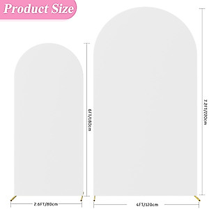 Fomcet Set of 2 Wedding Arch Cover 6FT, 7.2FT White 2-Sided Round Top Spandex Arch Backdrop Cover Fitted Fabric for Birthday Party Baby Shower Wedding Arch Stand Decoration
