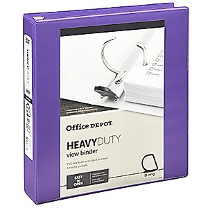 Office Depot® Brand Heavy-Duty D-Ring View Binder, 1 1/2" Rings, 54% Recycled, Purple