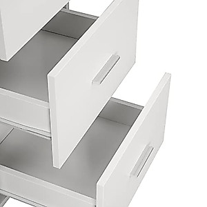 Techni Mobili L Shaped Desk - Two-Toned Computer Desk with Drawers & Storage Shelves - Simple Modern Furniture & Home Office Space Corner Table for Work & Writing