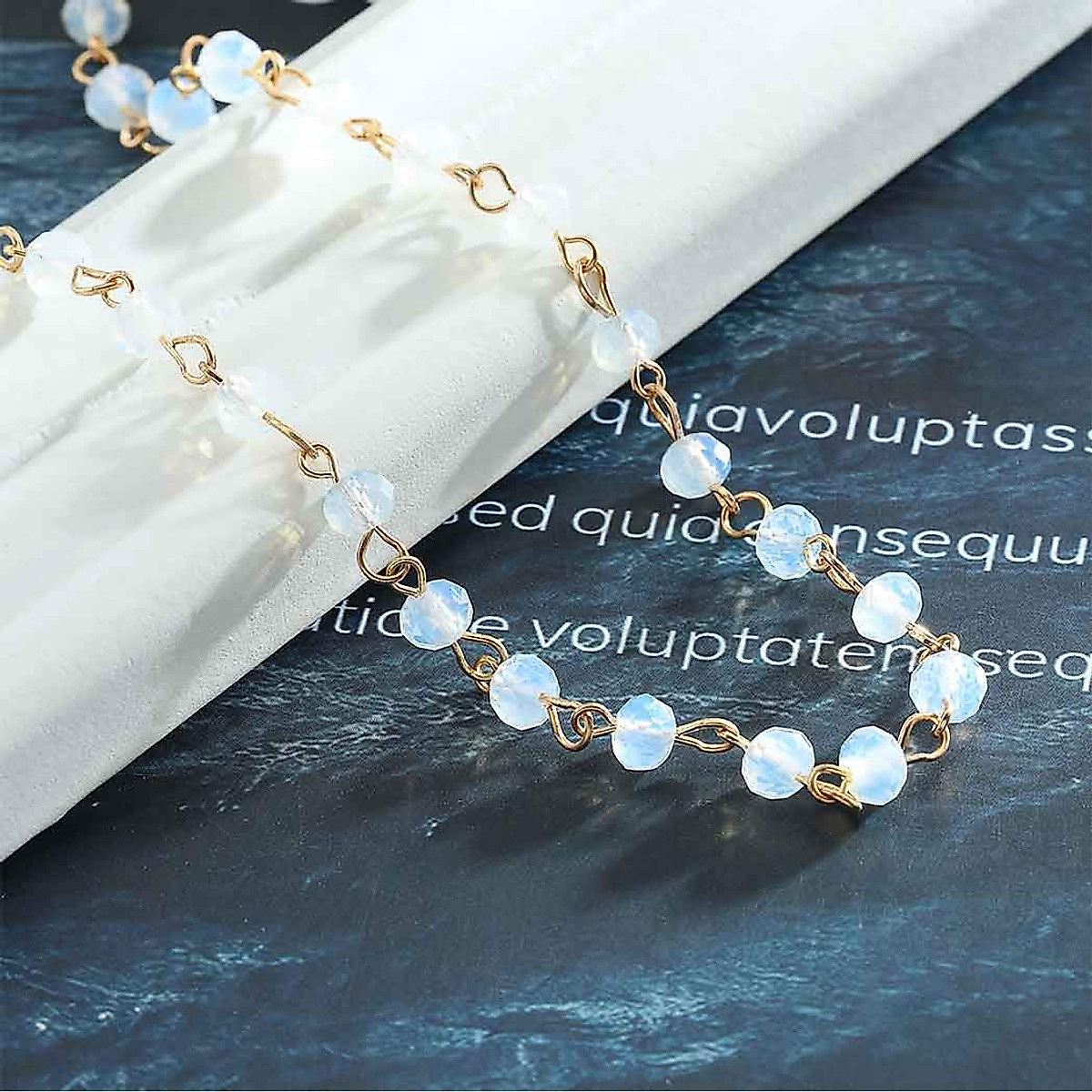Olbye Tiny Rainbow Moonstone Necklace Choker Minimalist Gold Necklace for Women Necklace Everyday Jewelry